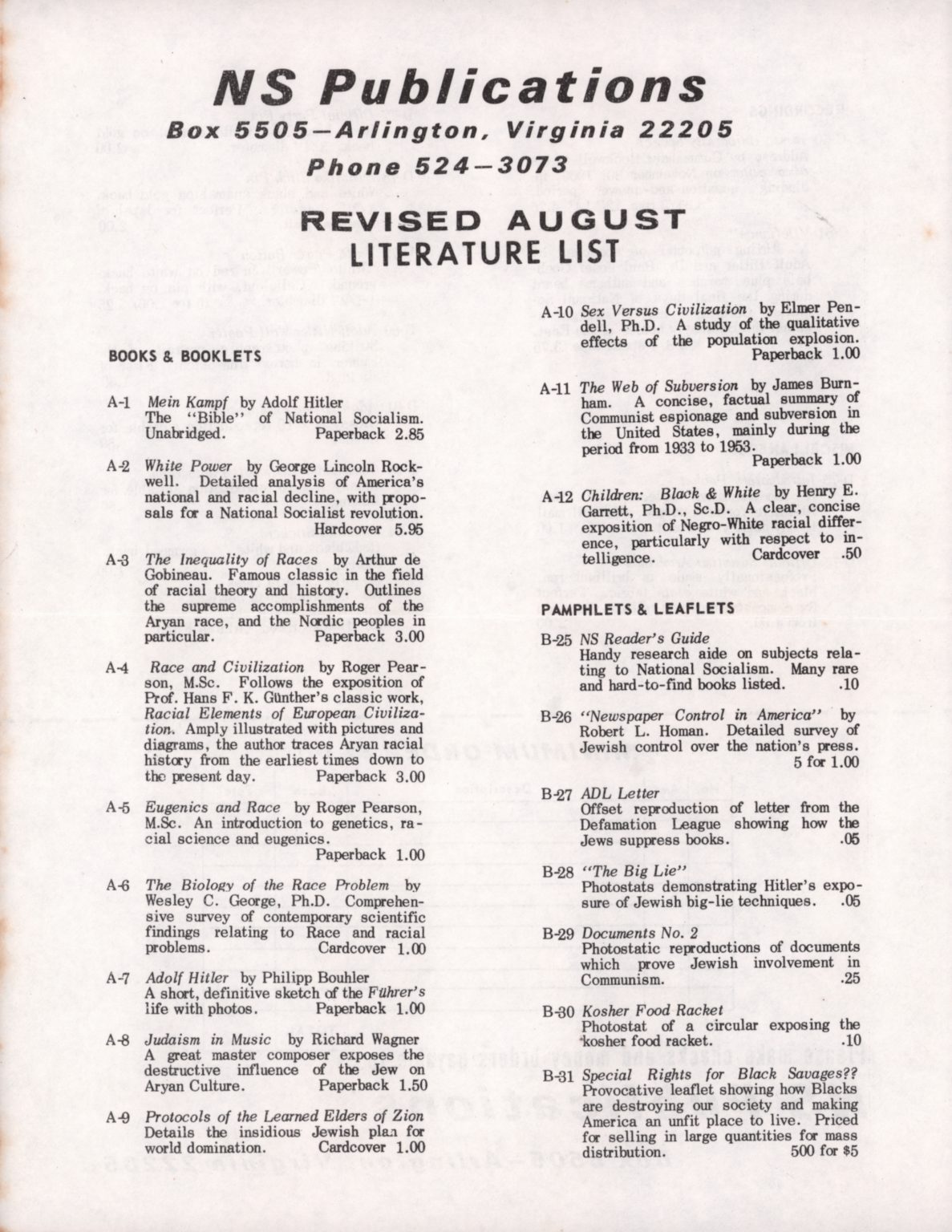 NS PUBLICATIONS | ORDER FORM (AUGUST)