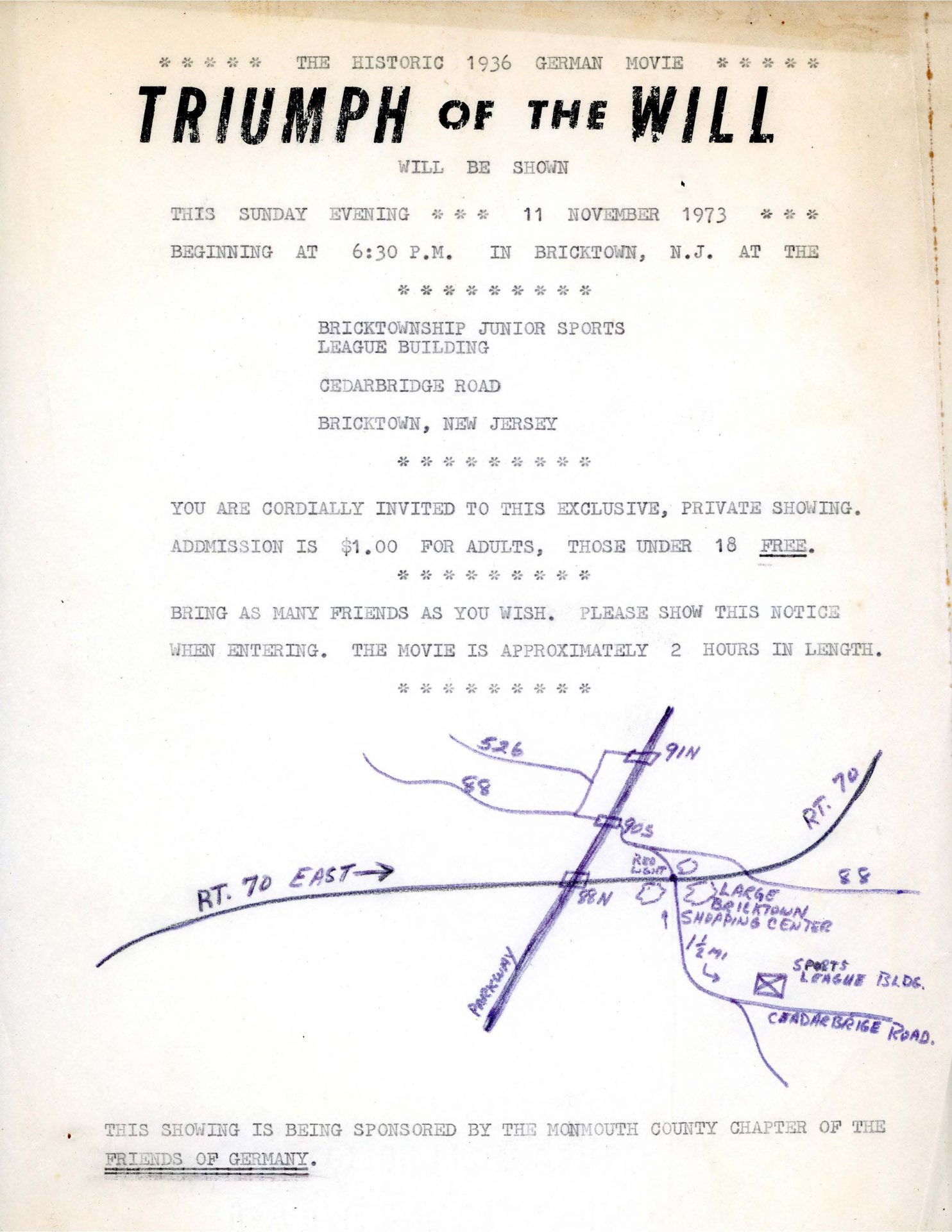 TRIUMPH OF THE WILL SCREENING FLYER